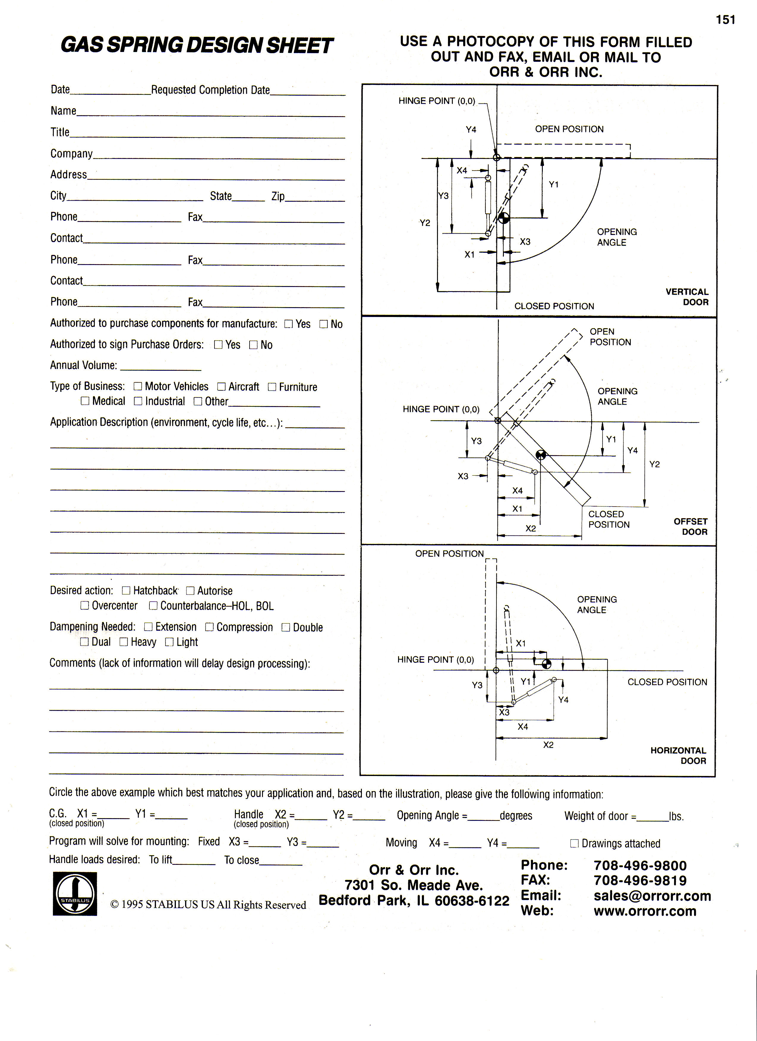 Gas Spring Design Sheet On Orr & Orr, Inc.